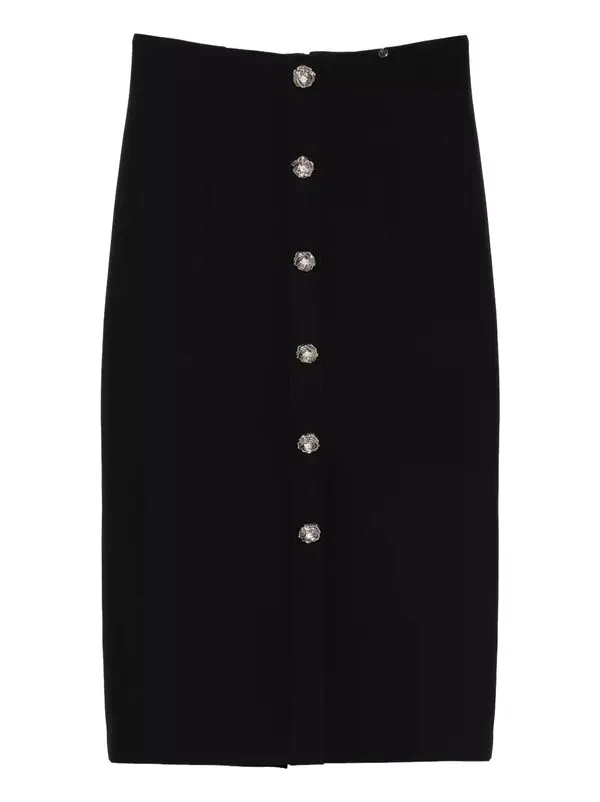 NISSA Button-detailed Midi Skirt - Black