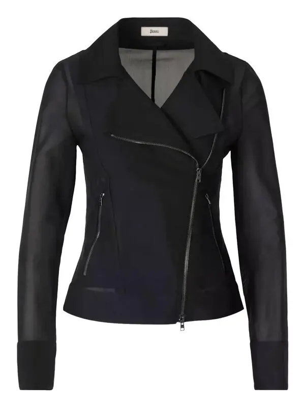 Herno Zip-up Biker Jacket - Black