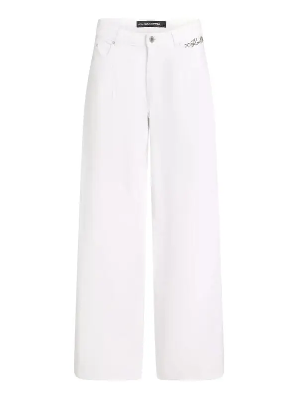 Karl Lagerfeld Mid-rise Wide-leg Jeans - White