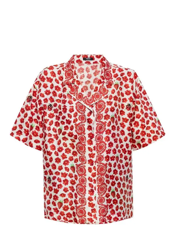 Versace Strawberry Garden Silk Shirt - White