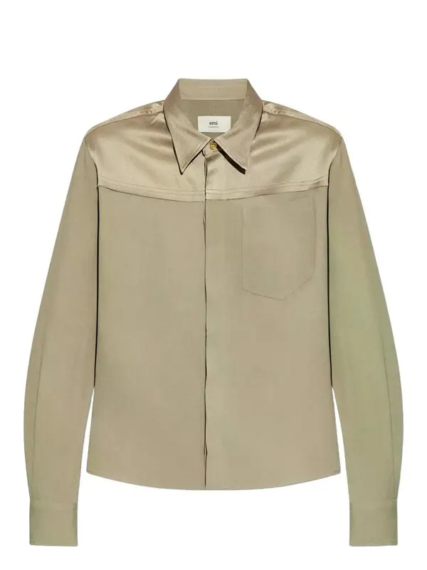 Ami Pointed-collar Shirt - Neutrals
