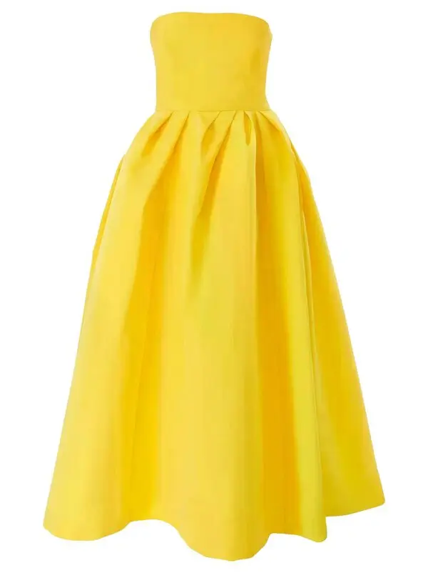 Carolina Herrera Strapless Midi Dress - Yellow