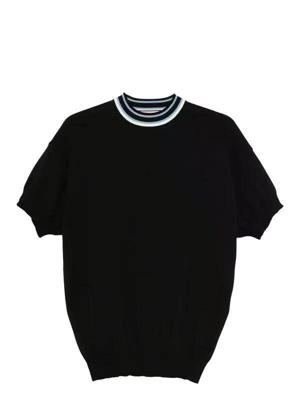 Plan C Striped Cotton T-shirt - Black