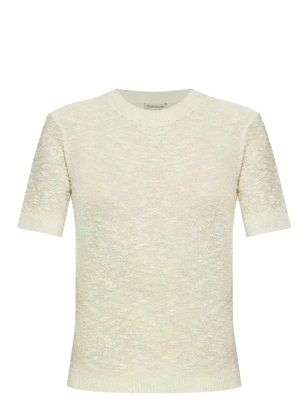 Moncler Bouclé Open-knit T-shirt - Neutrals