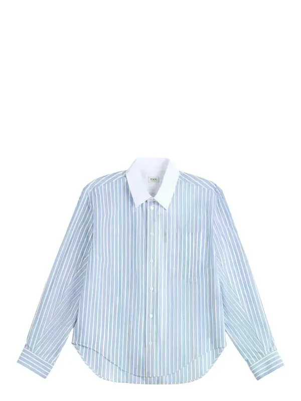 TOD'S Striped Poplin Shirt - Blue