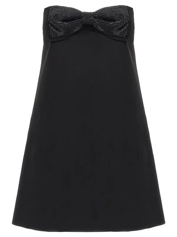 SELF-PORTRAIT Crêpe Bandeau Mini Dress - Black