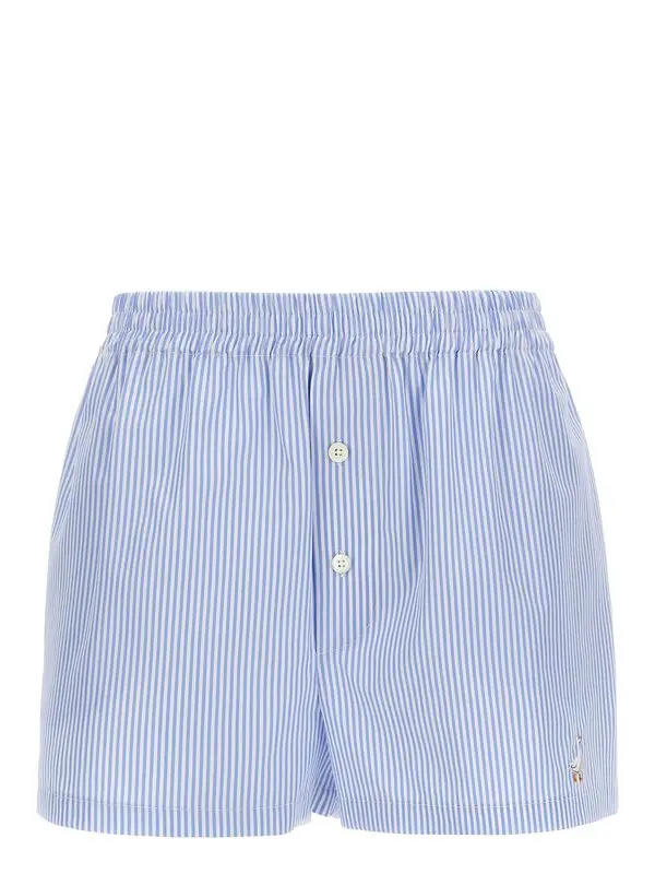 Moschino Striped Poplin Shorts - Light Blue