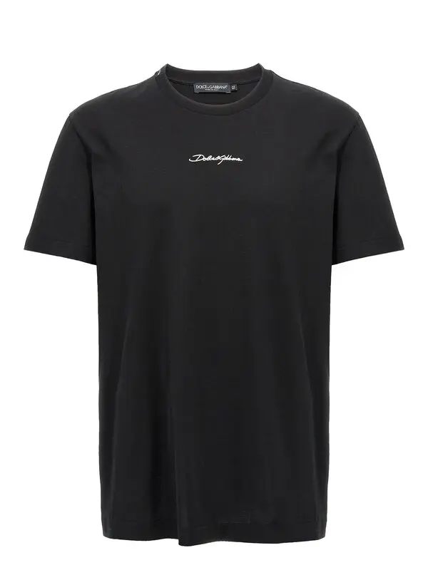 Dolce & Gabbana Logo Embroidery T Shirt - Black