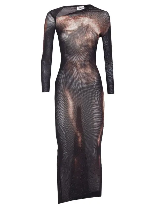 Jean Paul Gaultier Multicolor Mesh Asymmetric Dress - Brown