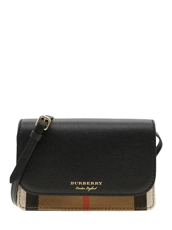 Burberry Hampshire Check Canvas And Leather Crossbody - Black/archive Beige