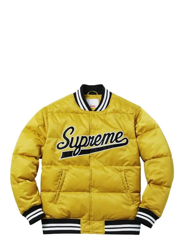 Supreme Script Varsity Puffy Jacket - Gold