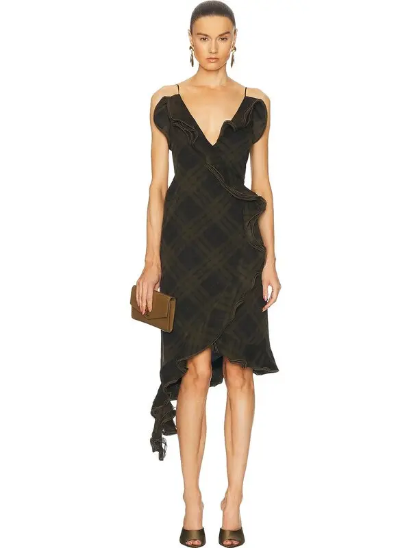 Burberry Asymmetric Midi Dress - Oil Ip Check