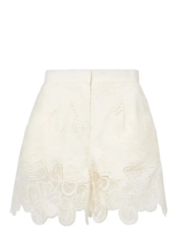 Elie Saab Embroidered Broderie Anglaise Shorts - White