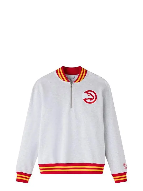 OVO Nba Atlanta Hawks Quarter-zip Sweatshirt - Ash Heather Grey