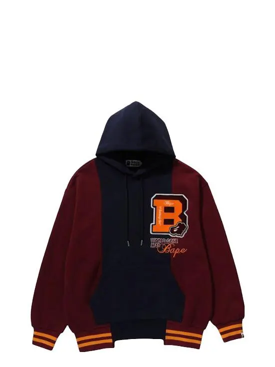 BAPE Badges Blocking Pullover Hoodie - Navy Blue