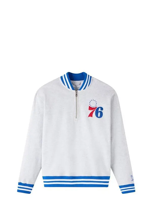 OVO Nba Philidelphia 76ers Quarter-zip Sweatshirt - Ash Heather Grey