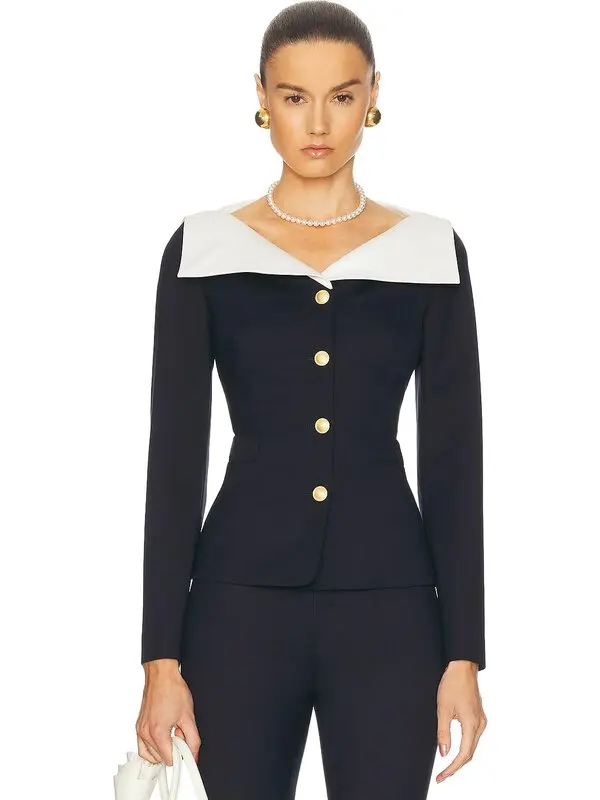 Alessandra Rich Collar Jacket - Navy Blue