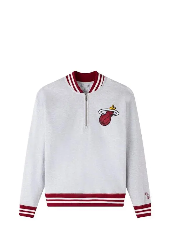 OVO Nba Miami Heat Quarter-zip Sweatshirt - Ash Heather Grey