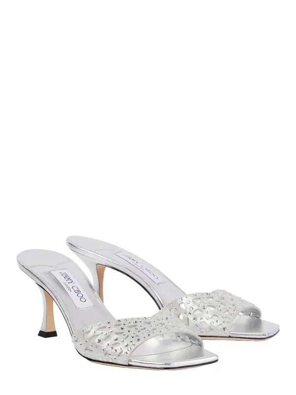 JIMMY CHOO Skye 70 Embellished Mules - Silver