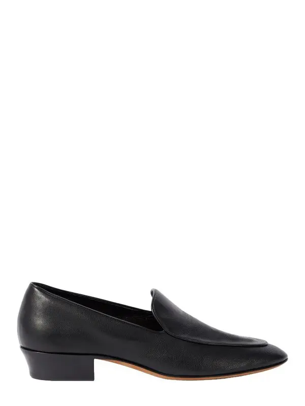 THE ROW Hereditas Leather Loafers - Black