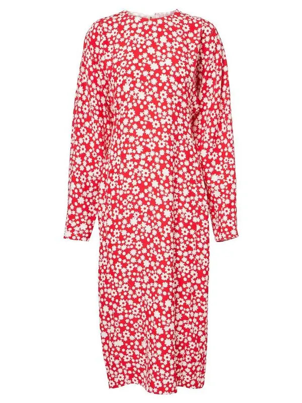 Marni Floral Print Midi Dress - Red