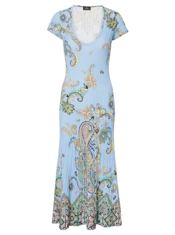 Etro Printed Cotton-blend Midi Dress - Blue