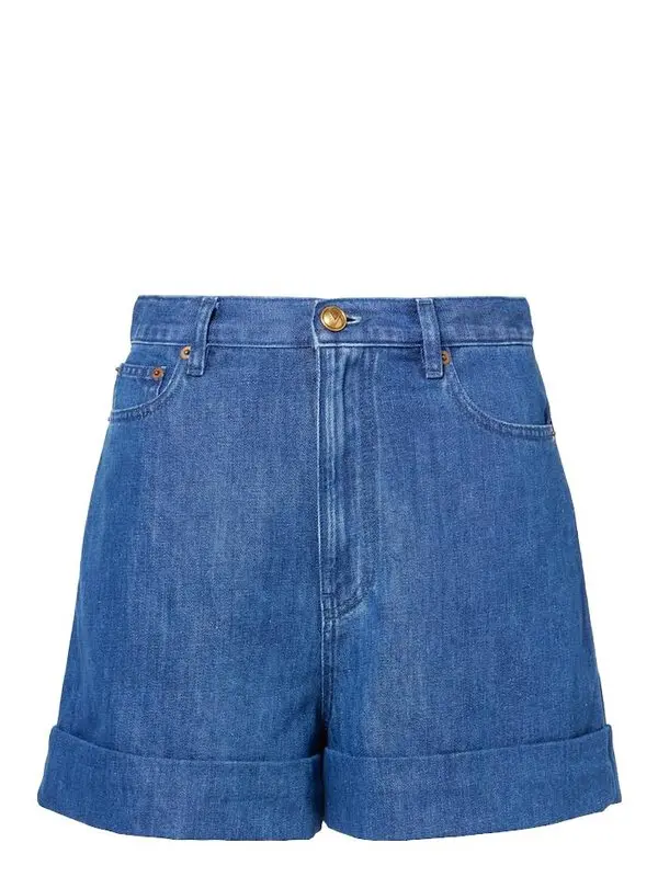 Valentino Garavani Cotton And Linen Denim Shorts - Blue