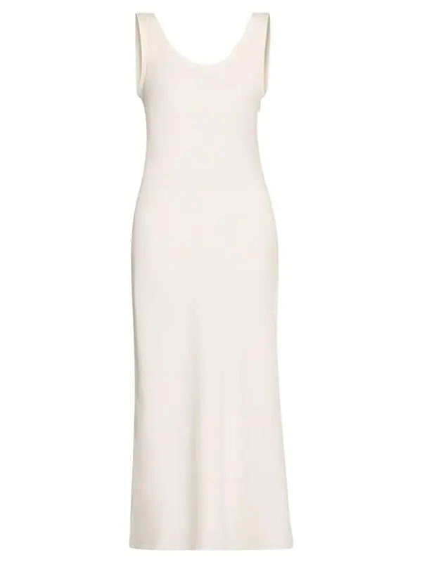 Brunello Cucinelli Monili Shoulder Tank Dress - White