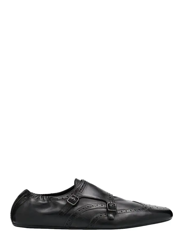 Prada Shuffle Double-monk Leather Slip-on - Black