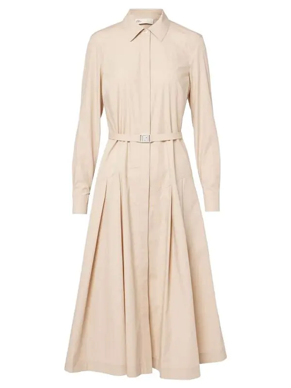 Tory Burch Pleated Cotton-blend Shirt Dress - Grey