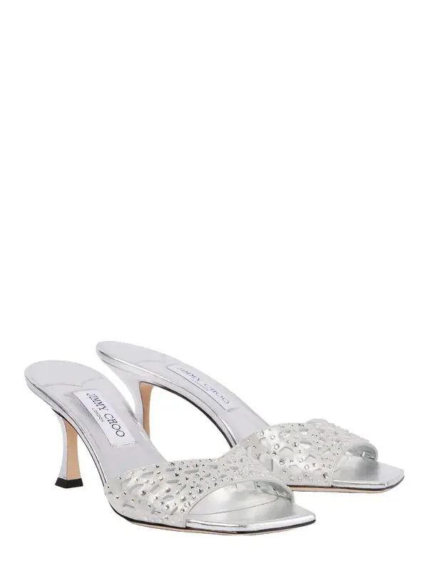 JIMMY CHOO Skye 70 Embellished Mules - Silver