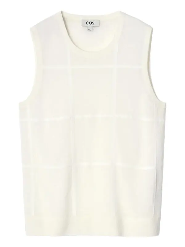 Cos Windowpane-check Alpaca-merino Wool Blend Tank - White