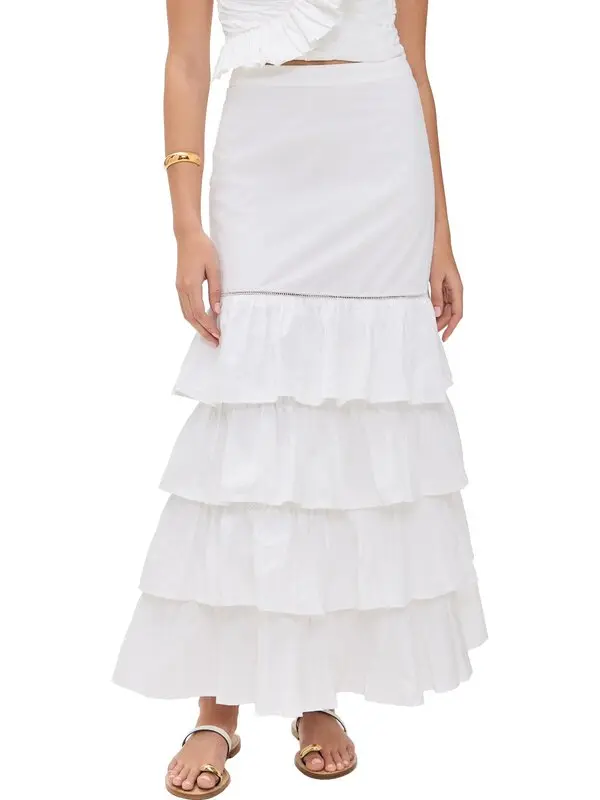 RO'S GARDEN Honduras Midi Skirt - White