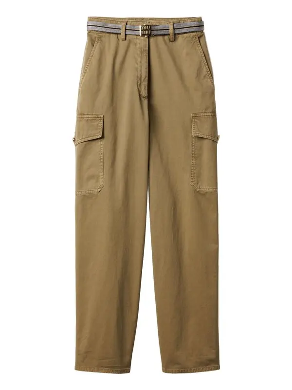 Miu Miu Gart-dyed Cotton Satin Pants - Olive Green
