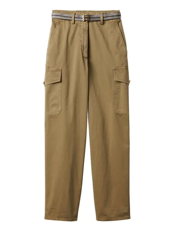 Miu Miu Garment-dyed Cotton Satin Pants - Olive Green