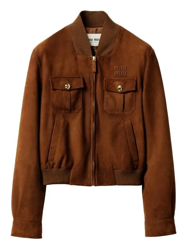 Miu Miu Waxed Suede Jacket - Brandy