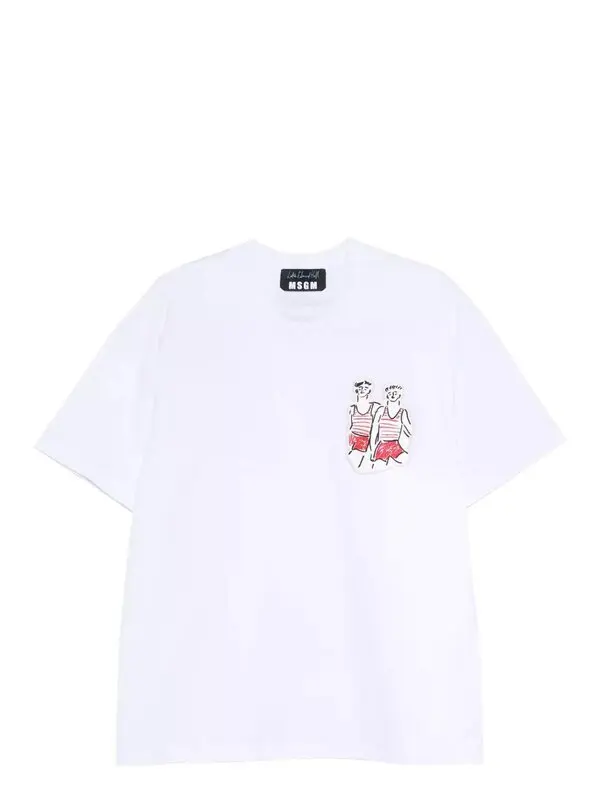 MSGM X Luke Edward Hall Sailors In Love Patch T-shirt - White