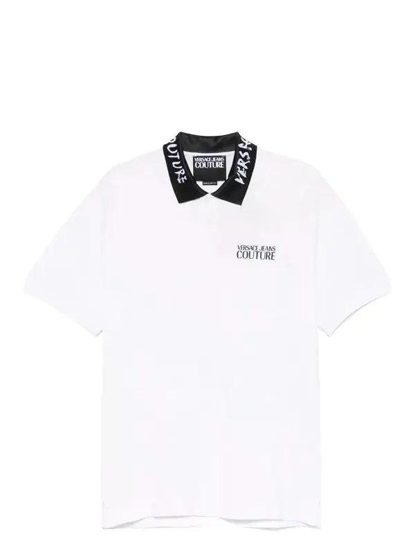 Versace Logobrush-collar Polo Shirt - White