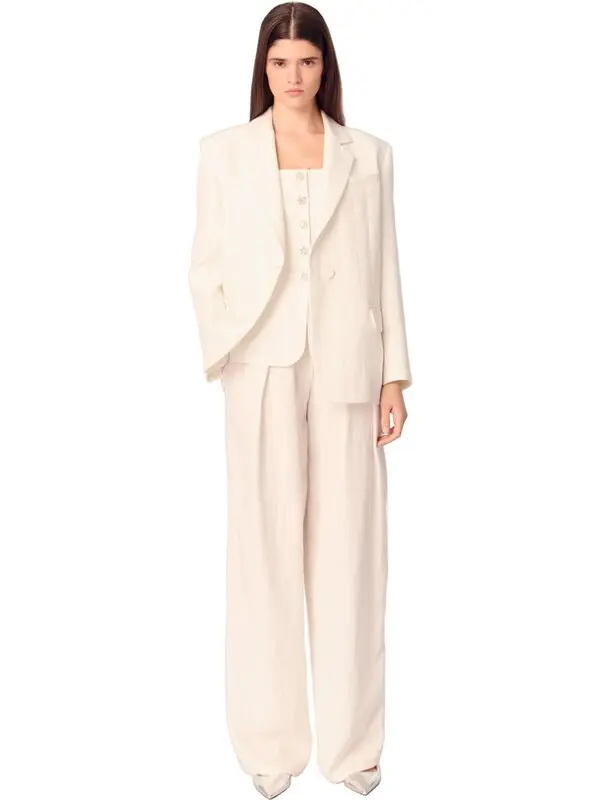 Maje Viscose Suit Jacket - Ecru