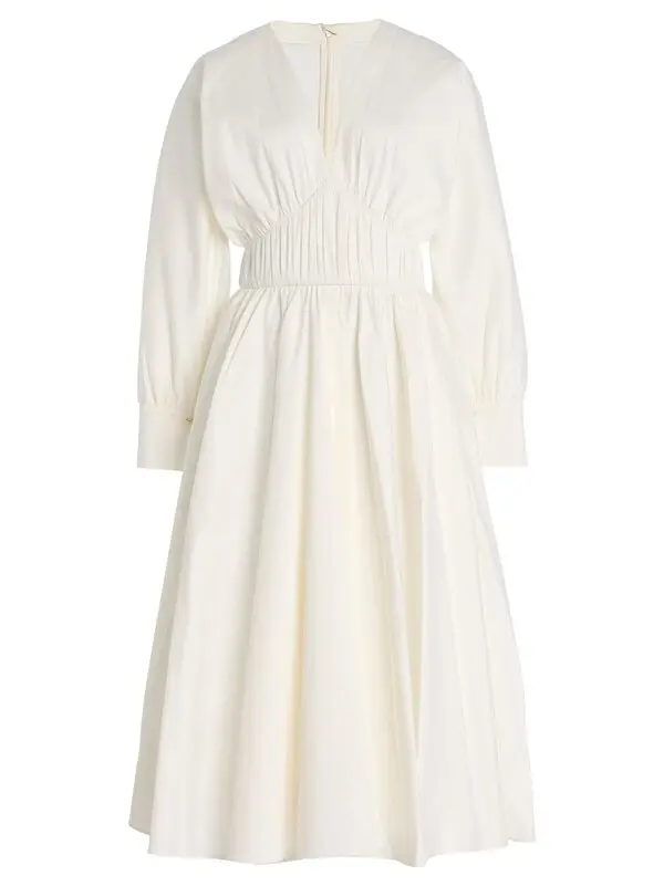 Alexis Viro Gathered Cotton-blend Midi Dress - White