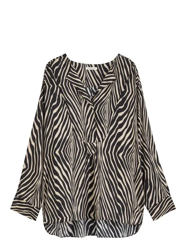 BY MALENE BIRGER Fayette Zebra-print Blouse - Black