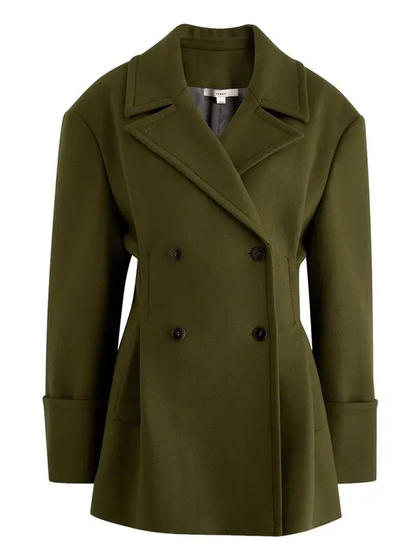 Remain Birger Christensen Double-breasted Wool-blend Pea Coat - Olive