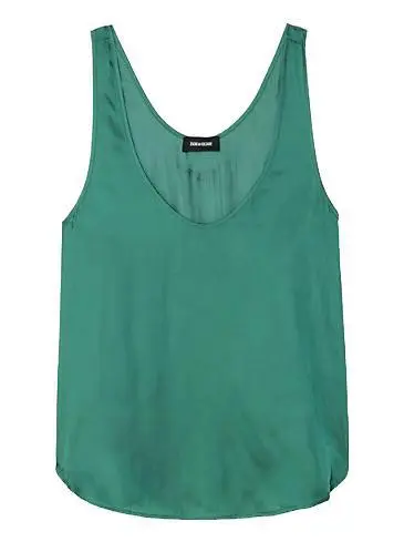 Zadig&Voltaire Tarys Scoop-neck Satin Top - Emerald