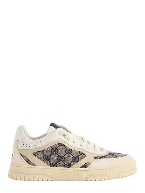Gucci Re-web Monogram Canvas Trainers - Ivory Beige White