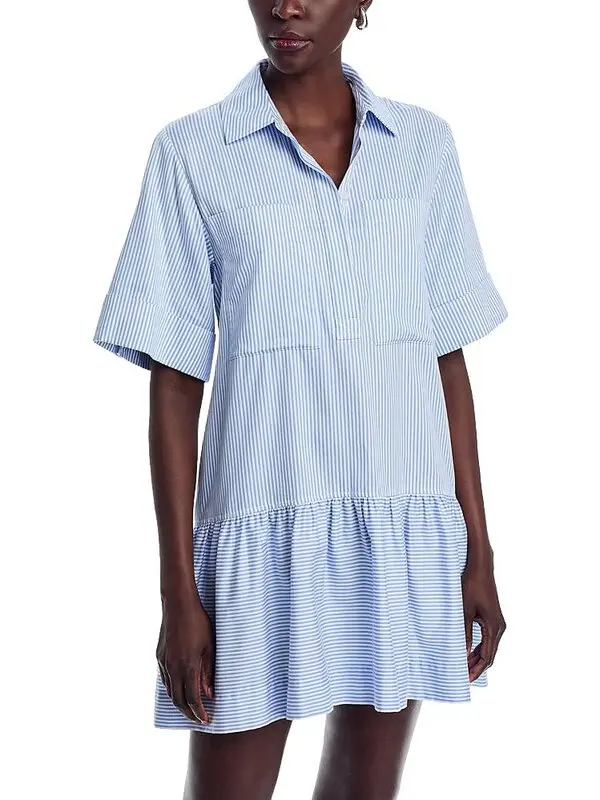 Simkhai Cris Poplin Shirt Dress - Blue Hydrangea Stripe