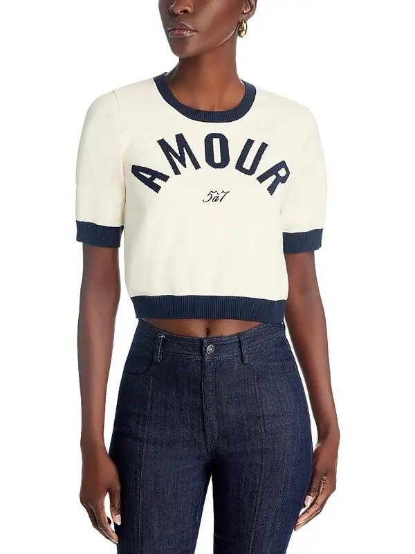 Cinq À Sept Baye Amour Graphic Sweater - Ivory/navy