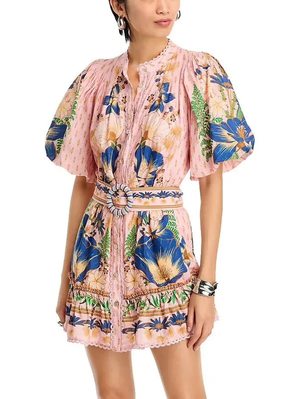 Farm Rio Dream Garden Mini Dress - The Dream Garden Pink