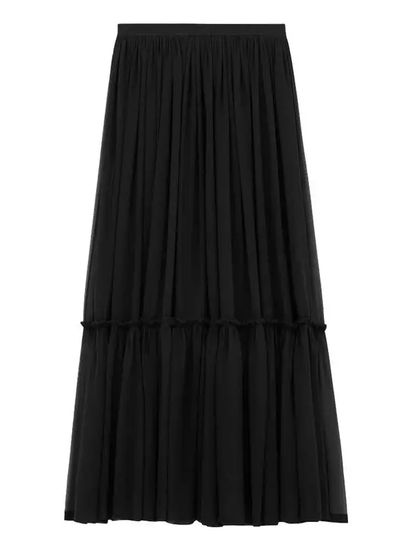 Saint Laurent Maxi Ruffle Silk Skirt - Straight Jeans