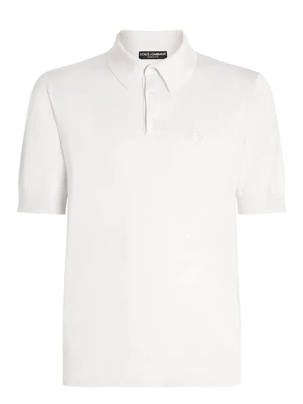 Dolce & Gabbana Silk Polo-shirt With Logo Embroidery - White