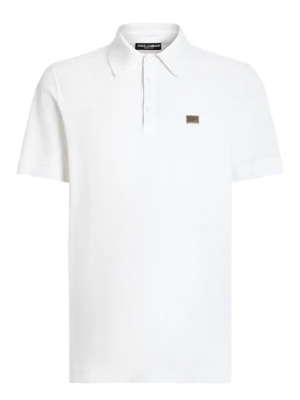 Dolce & Gabbana Cotton Polo-shirt With Branded Tag - White